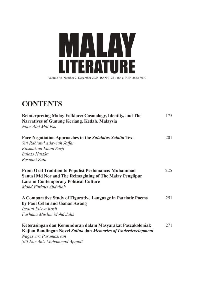 MALAY LITERATURE VOLUME 38 NUMBER 2 DECEMBER 2025